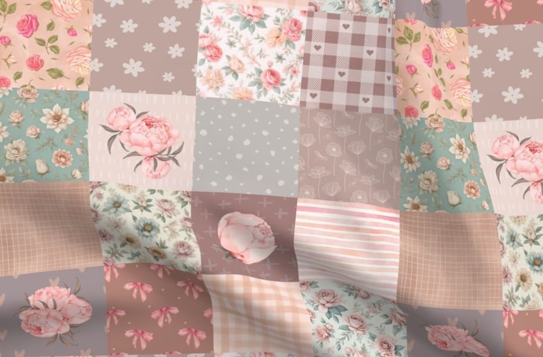 Boho Chic Cheater Quilt Fabric by the Yard Bright Shabby Chic Fabric ...