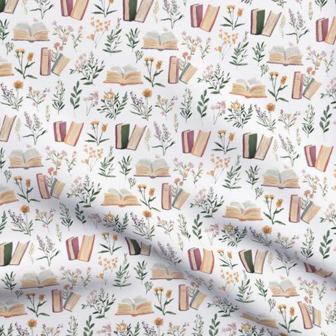 Floral Book Fabric by the Yard Vintage Spring Wildflower Whimsical ...