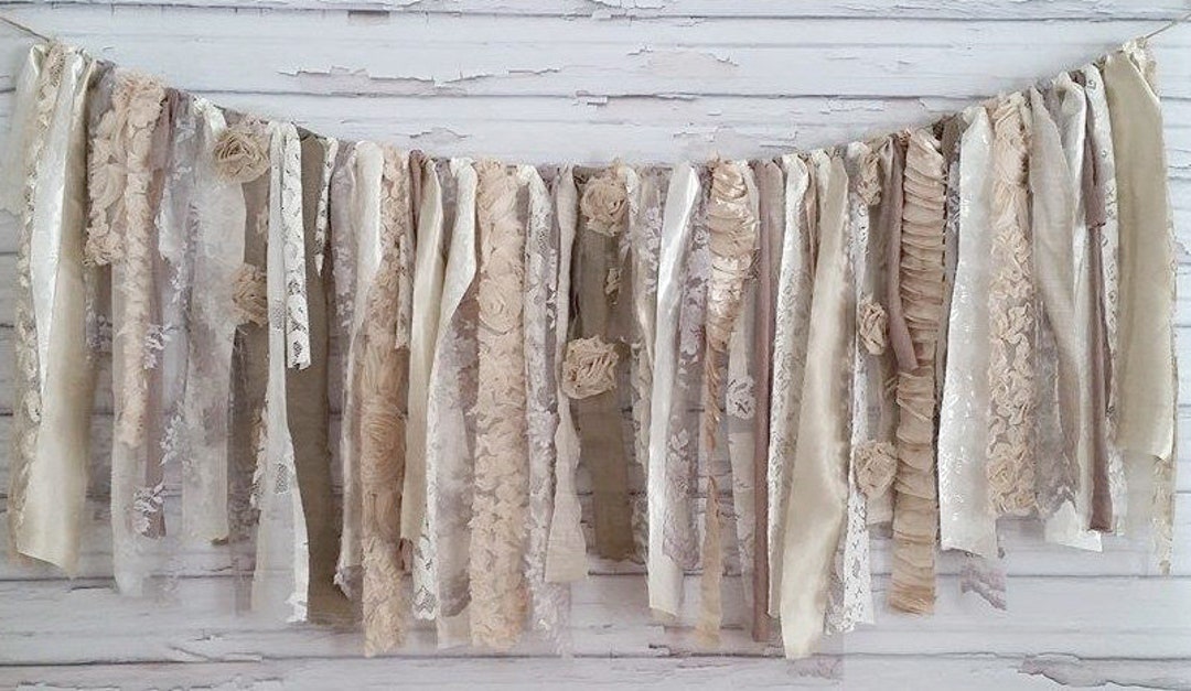 Fabric Garland Fabric Banner Rag Banner Neutral Garland Earth Tones ...