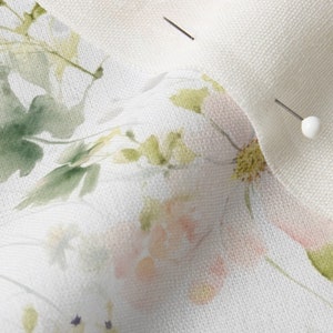 Summer Flower Fabric by the Yard Watercolor Pastel Periwinkle Floral ...