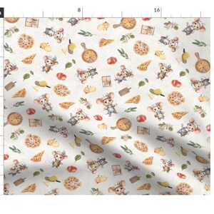 Pizza Chef Fabric by the Yard Italian Cute Mice Fabric Festa Della ...