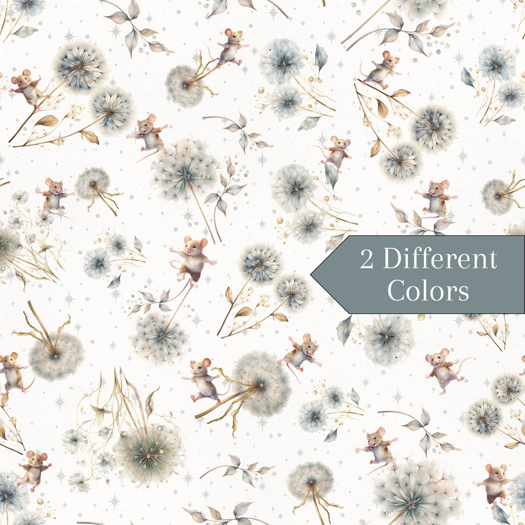 Cute Mice Fabric by the Yard Sweet Mice Fabric With Botanical ...