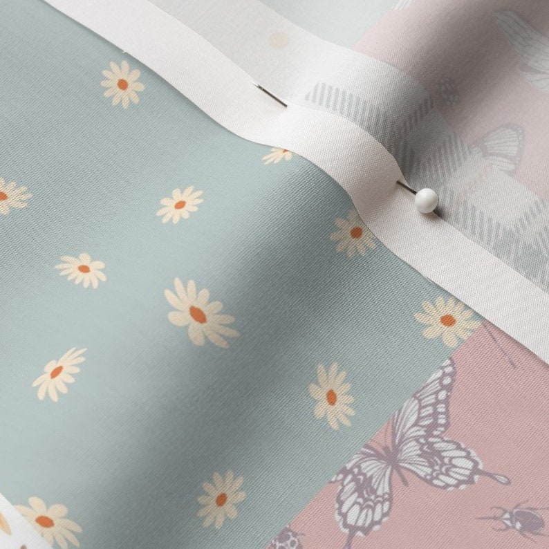 Spring Cheater Quilt Fabric by the Yard Pastel Butterfly Flower Fabric ...