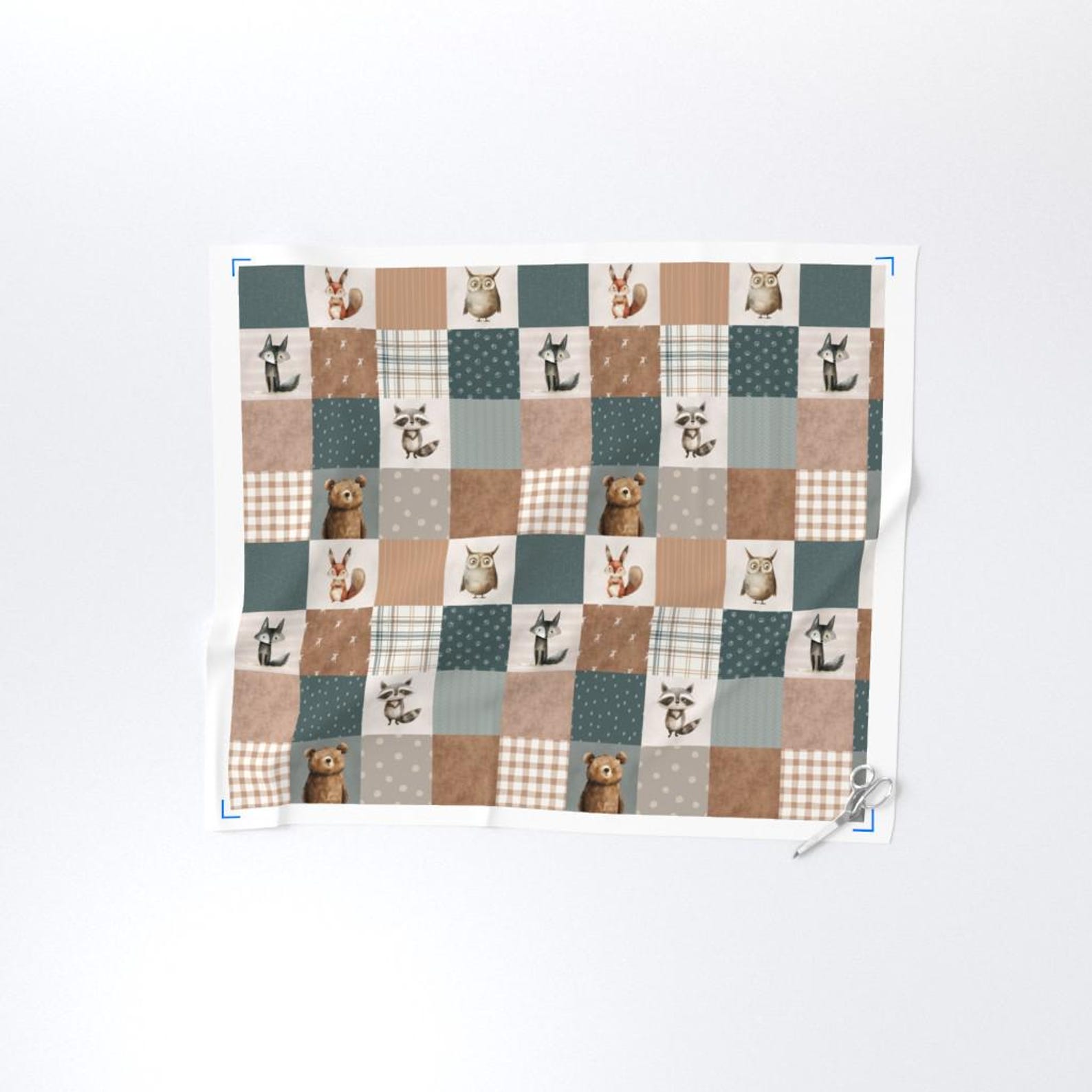 Rustic Baby Boy Cheater Quilt Fabric by the Yard Baby Animal Woodland ...