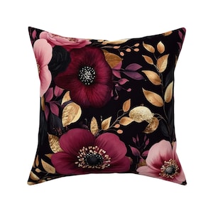 Burgundy Floral Fabric by the Yard Bold Vintage Floral Elegant Deep ...