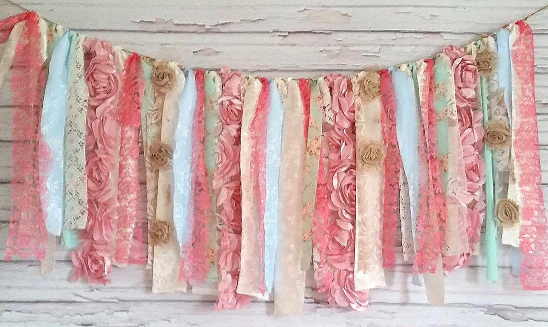 Fabric Garland Coral Garland Birthday Party Banner Photography Prop ...