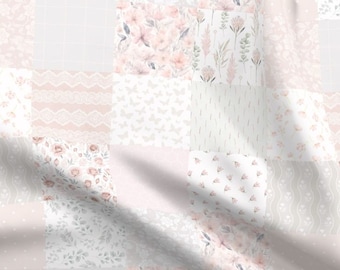 Cheater Quilt Pink Fabric Autumn Pastel Cream , Pink, Aqua, Mint, Blush ...
