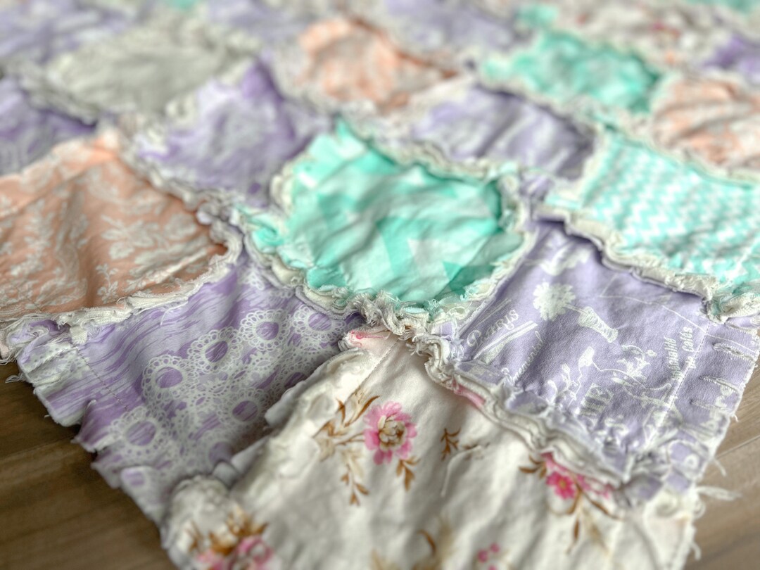 Baby Girl Rag Quilt Pink Baby Quilt for Car Seat Quilt for Little Girl ...