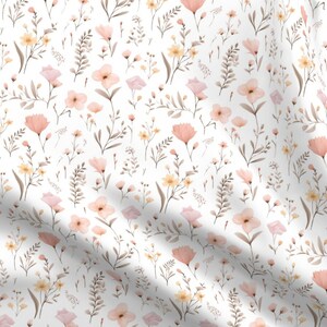 Peach Wild Flower Fabric by the Yard Pastel Botanical Peach Pansy ...