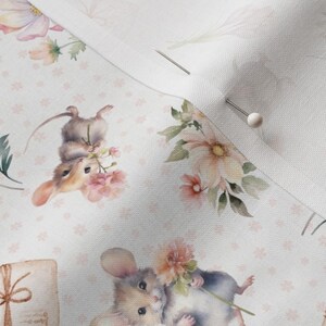 Shabby Chic Mice Fabric by the Yard Cute Mice Fabric Sweet Mice Fabric ...