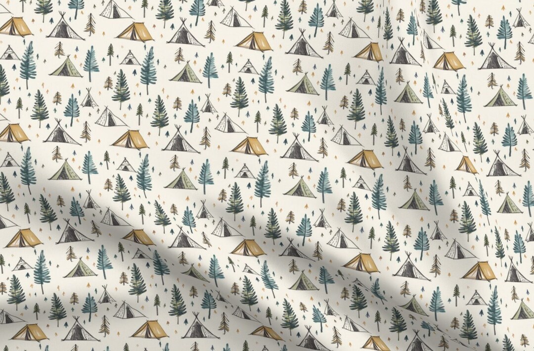 Camping Fabric by the Yard Outdoor Camp Life Fabric for Camping in the ...