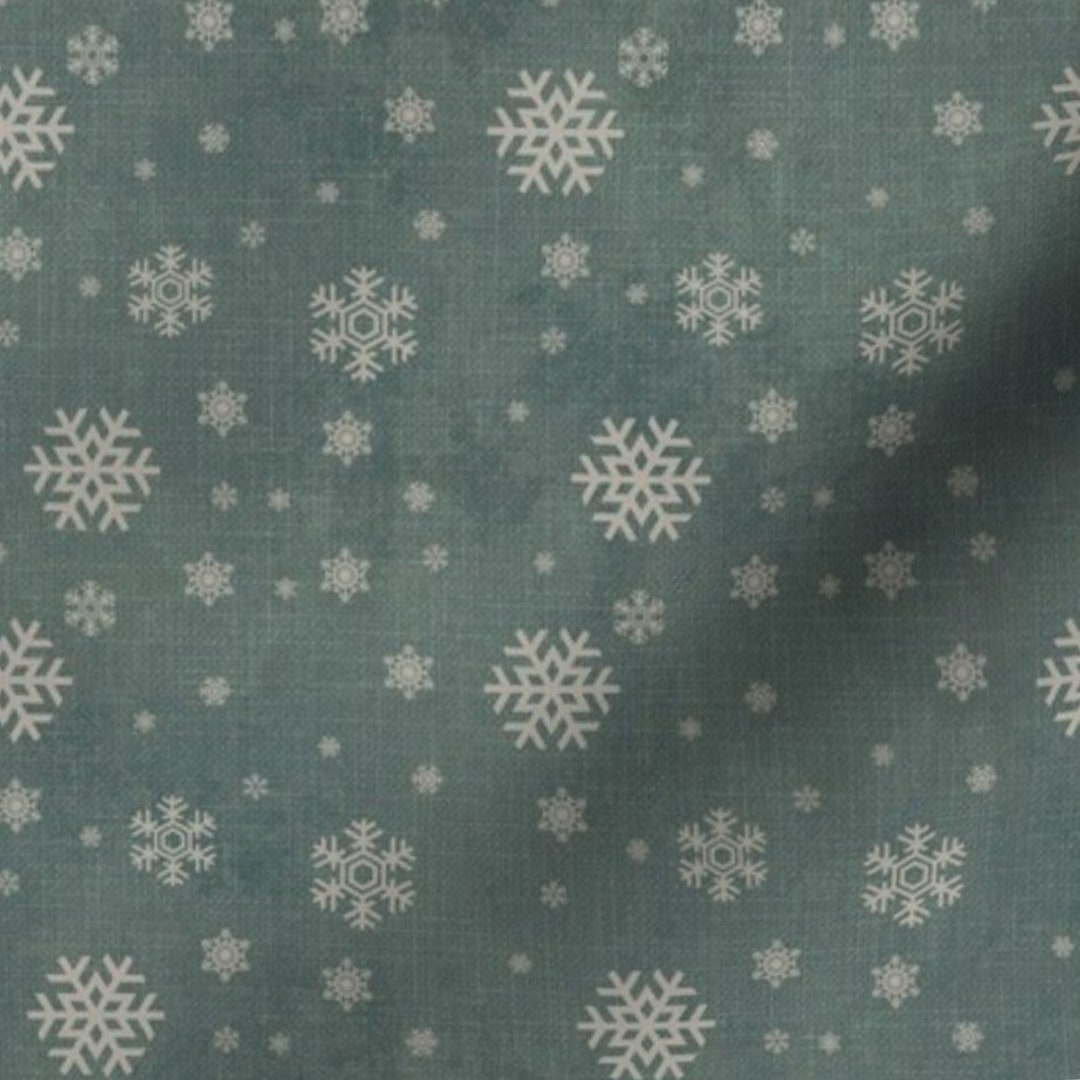 Green Snowflake Fabric by the Yard Emerald Snowflake Fabric Green ...