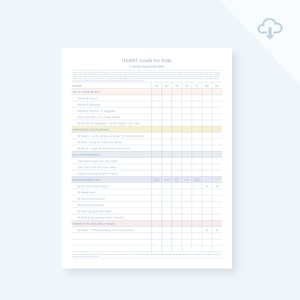 Printable HEART Goals for Kids Checklist - Etsy