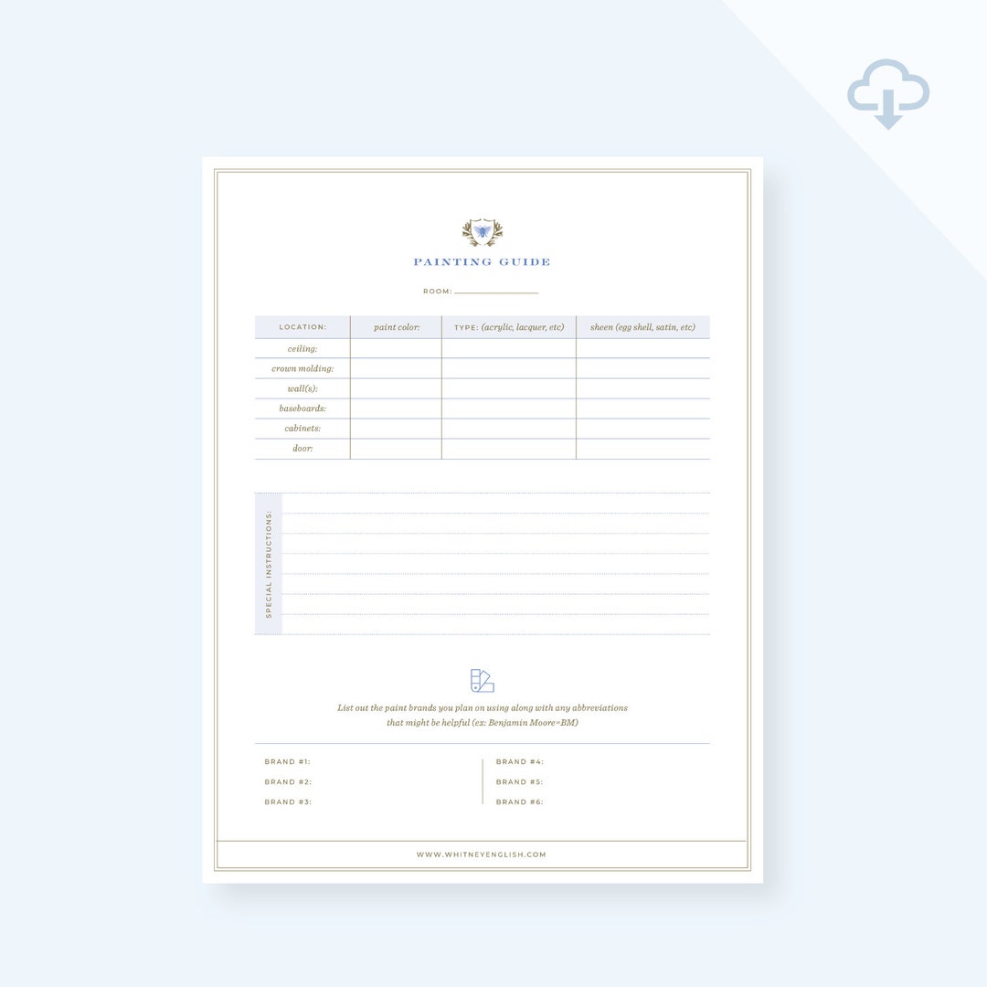 Printable Paint Colors Tracker - Etsy