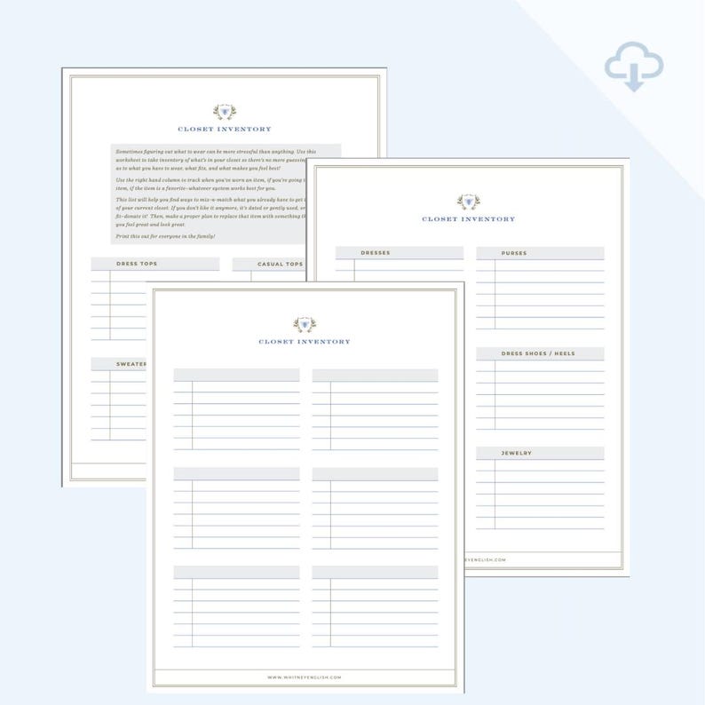 Printable Closet Inventory - Etsy