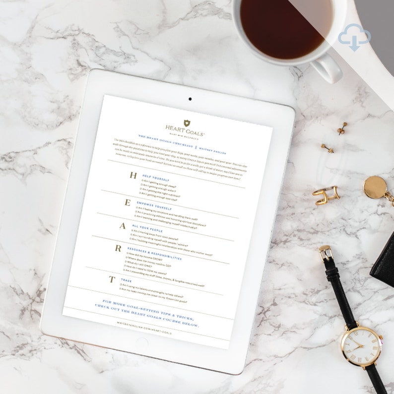 Printable HEART Goals Checklist - Etsy