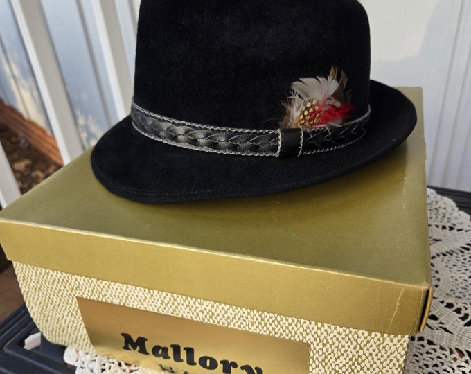 Men's Vintage Mallory Black Fedora Torino Quality / Hat Box Circa 1950s ...