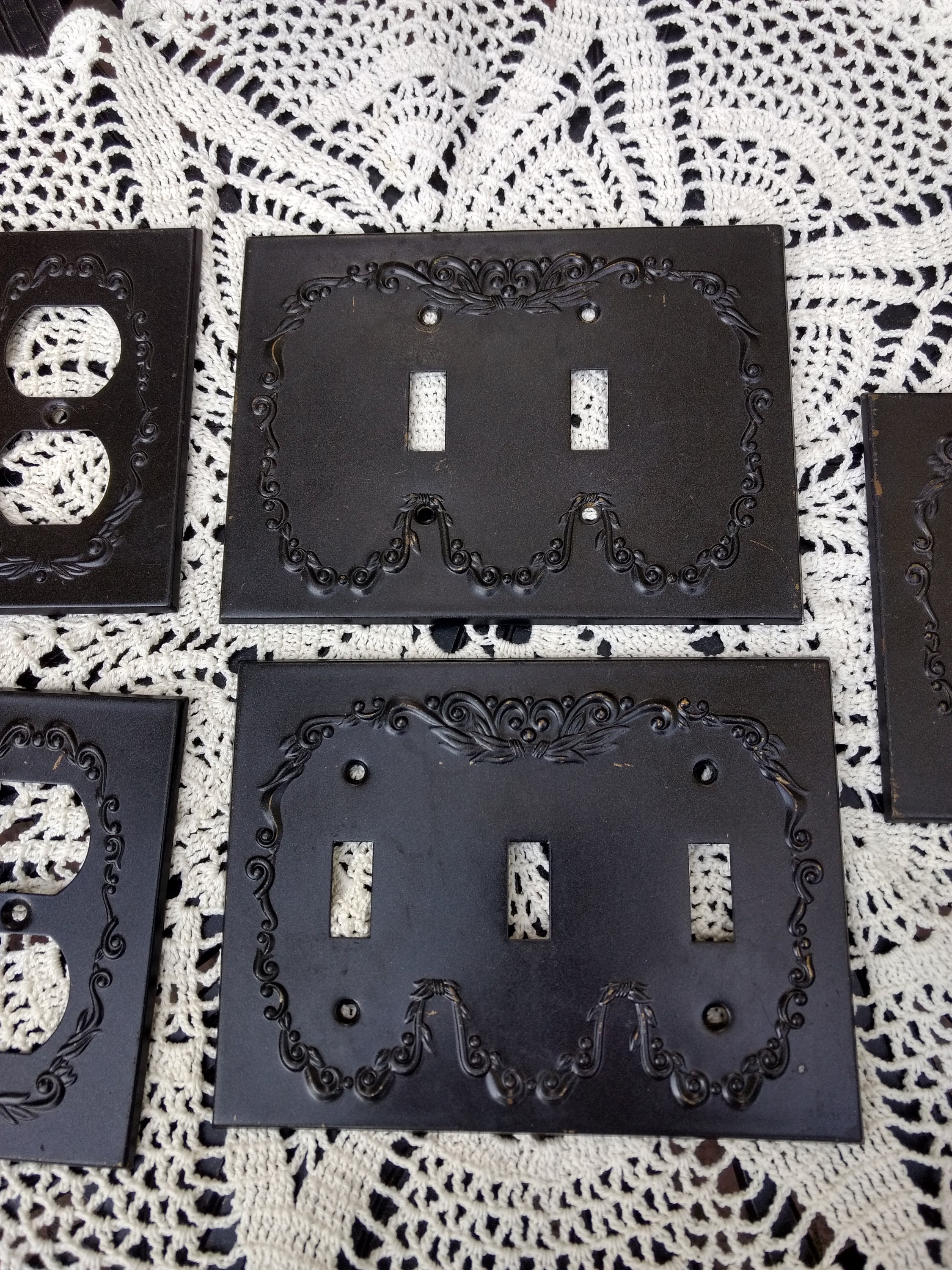 Vintage Black Metal Decorative Electrical Plate Cover Outlet Cover ...