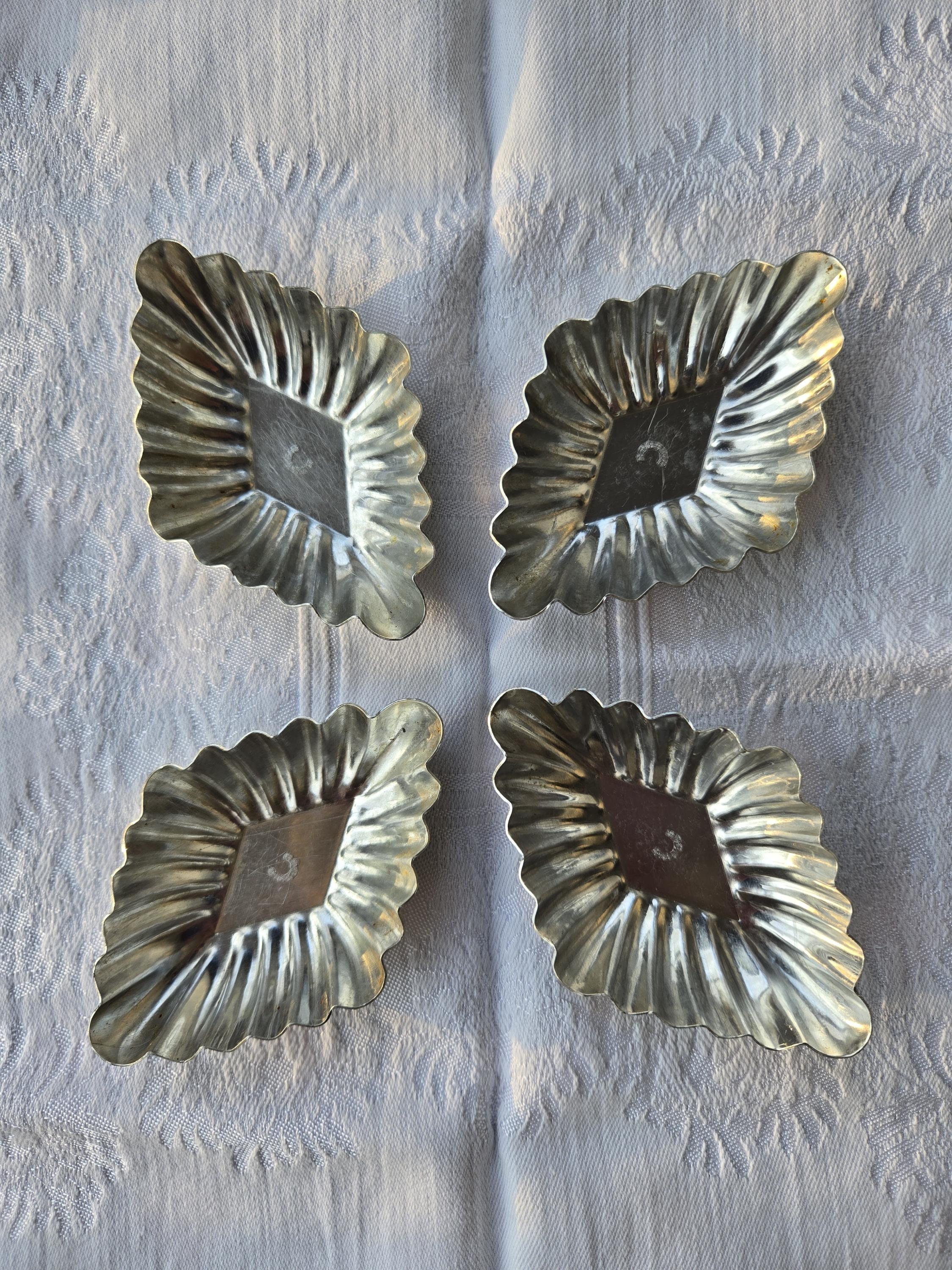 Vintage Set of Four (4) Diamond Shape Metal Tartlets / Tart Pans Made ...