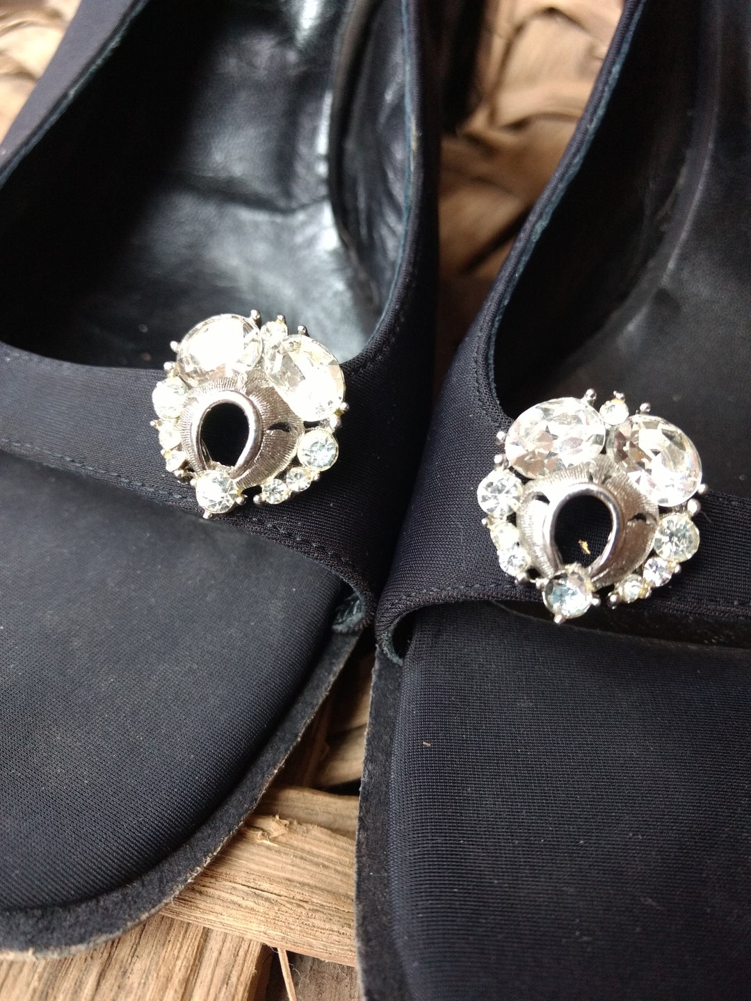 Vintage Pair of Rhinestone Shoe Clips in Silver Tone Circa 1950s - Etsy
