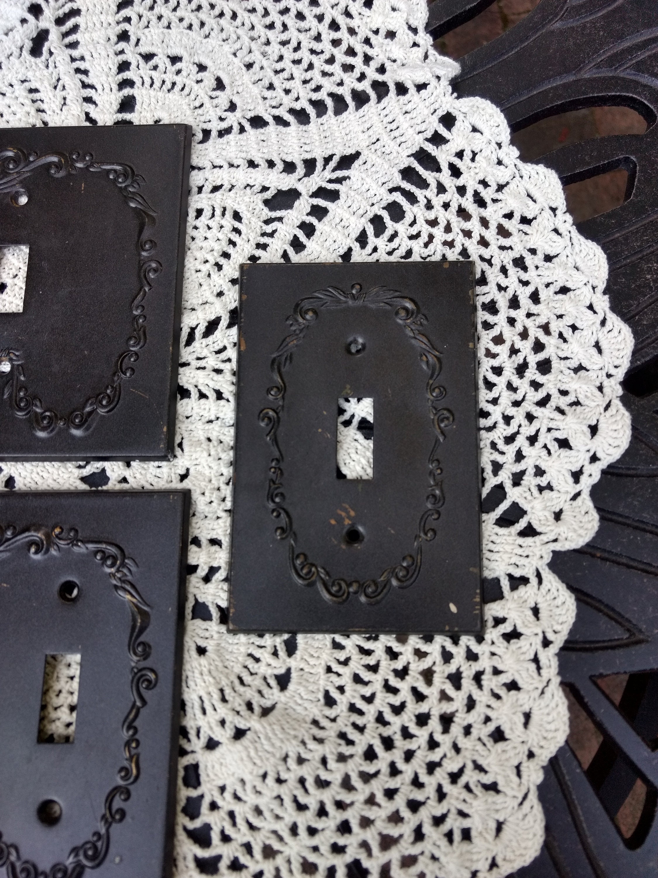 Vintage Black Metal Decorative Electrical Plate Cover Outlet Cover ...