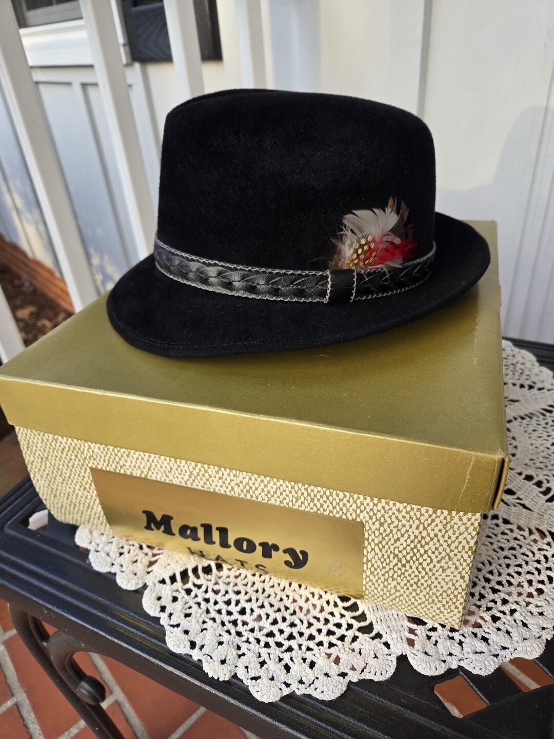 Men's Vintage Mallory Black Fedora Torino Quality / Hat Box Circa 1950s ...