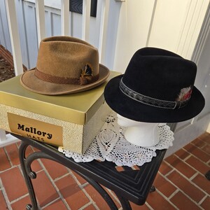 Men's Vintage Mallory Black Fedora Torino Quality / Hat Box Circa 1950s ...