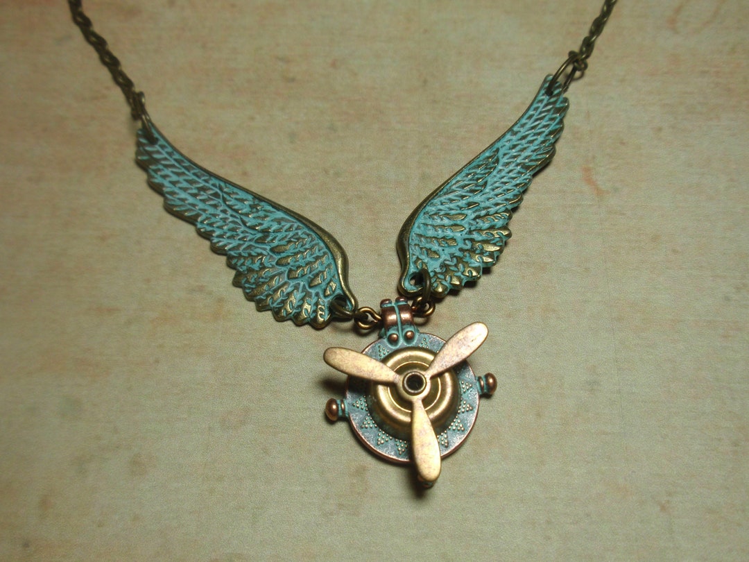 Collar de brújula de doble ala marinera, collar de hélice, collar de ...
