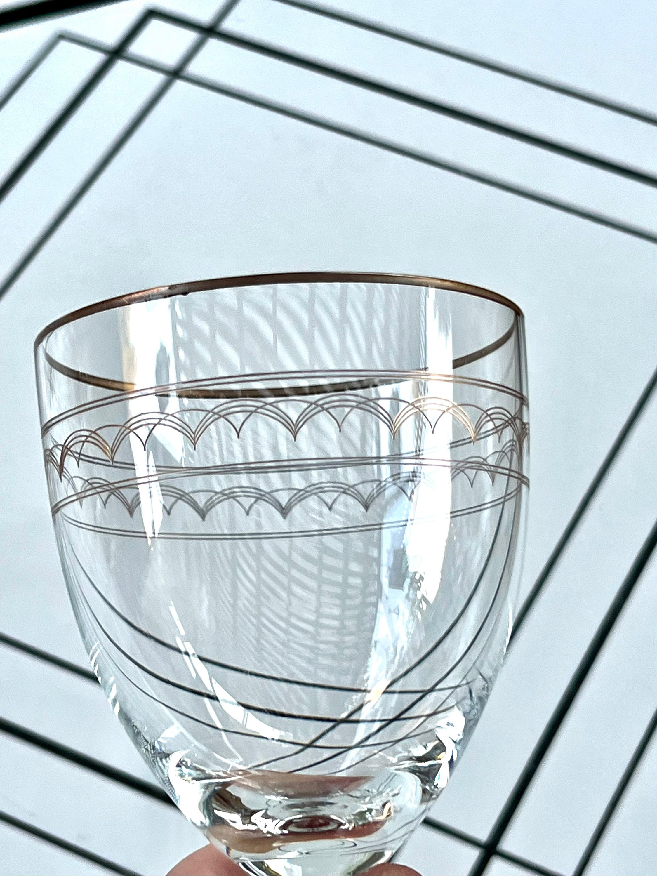 Vintage Set of Etched Bavarian Crystal White Wine Glasses With - Etsy