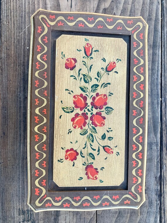 Vintage Reuge Wood, Hand Painted, Toll Painting, Folk… - Gem