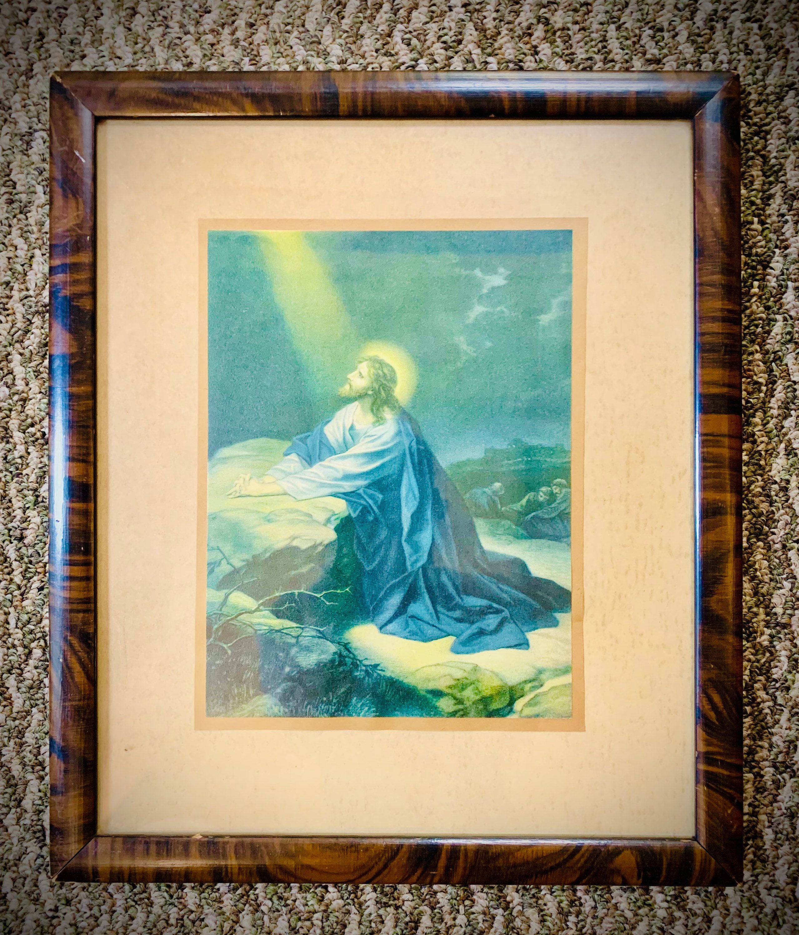 Prints Lithographs Beautiful Vintage Picture of Praying Jesus/ 1940’s ...