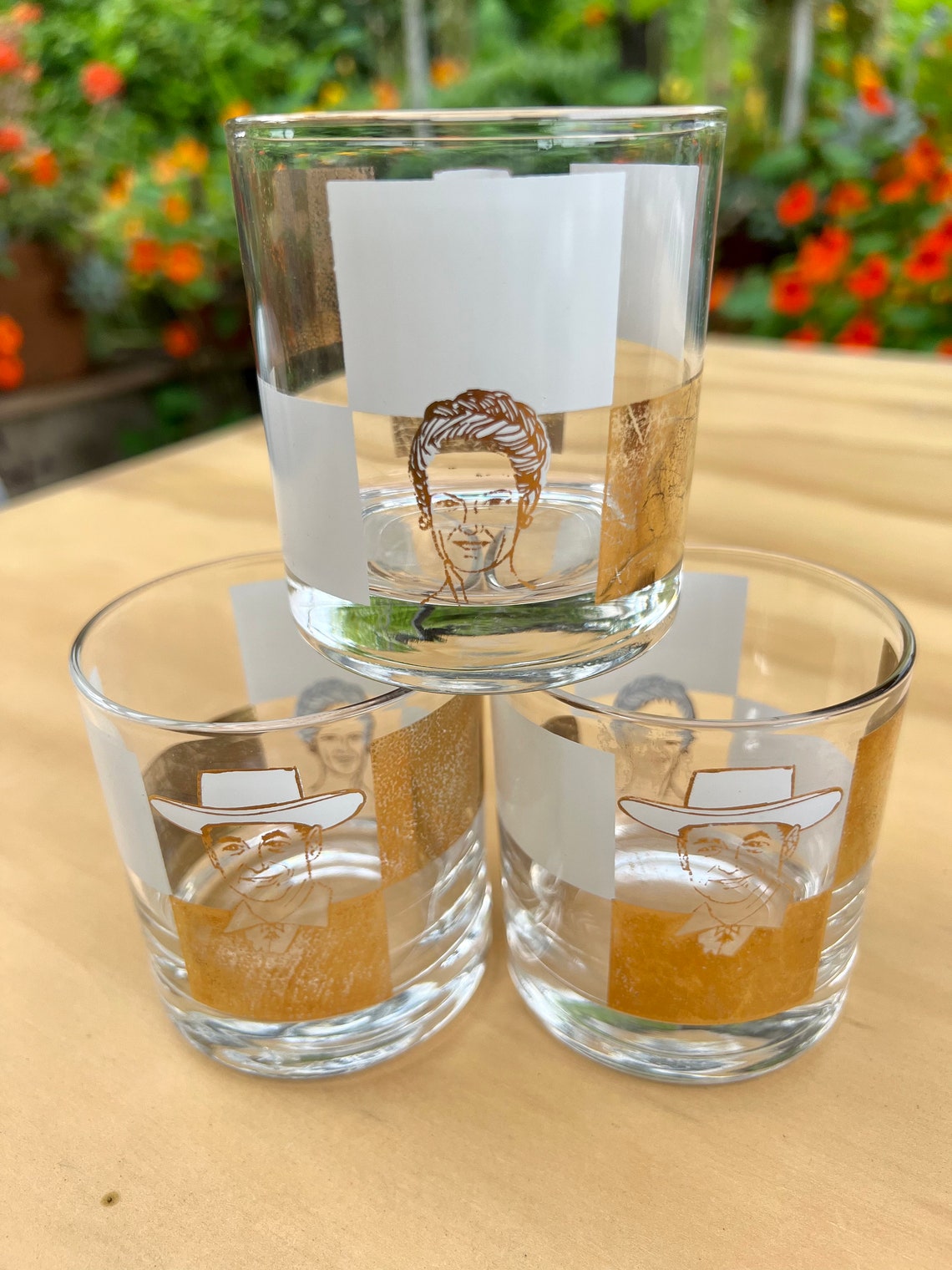 MCM Vintage Roy and Ginger Rodgers Rocks Glasses/cocktail Glasses/retro ...