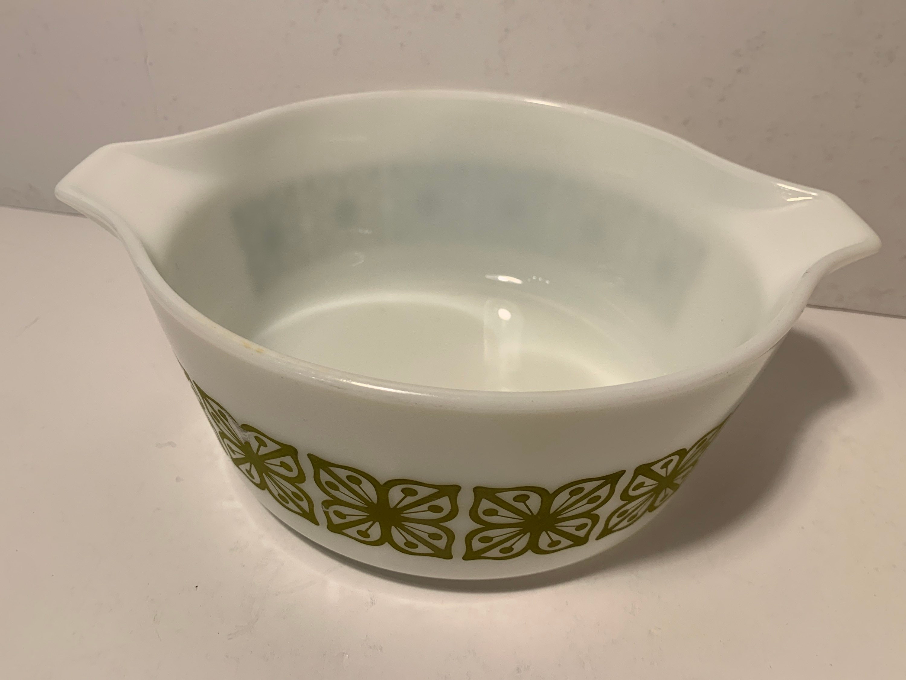 Vintage Pyrex 2.5 Quart Autumn Floral Verde Green/square Flowers/mid ...