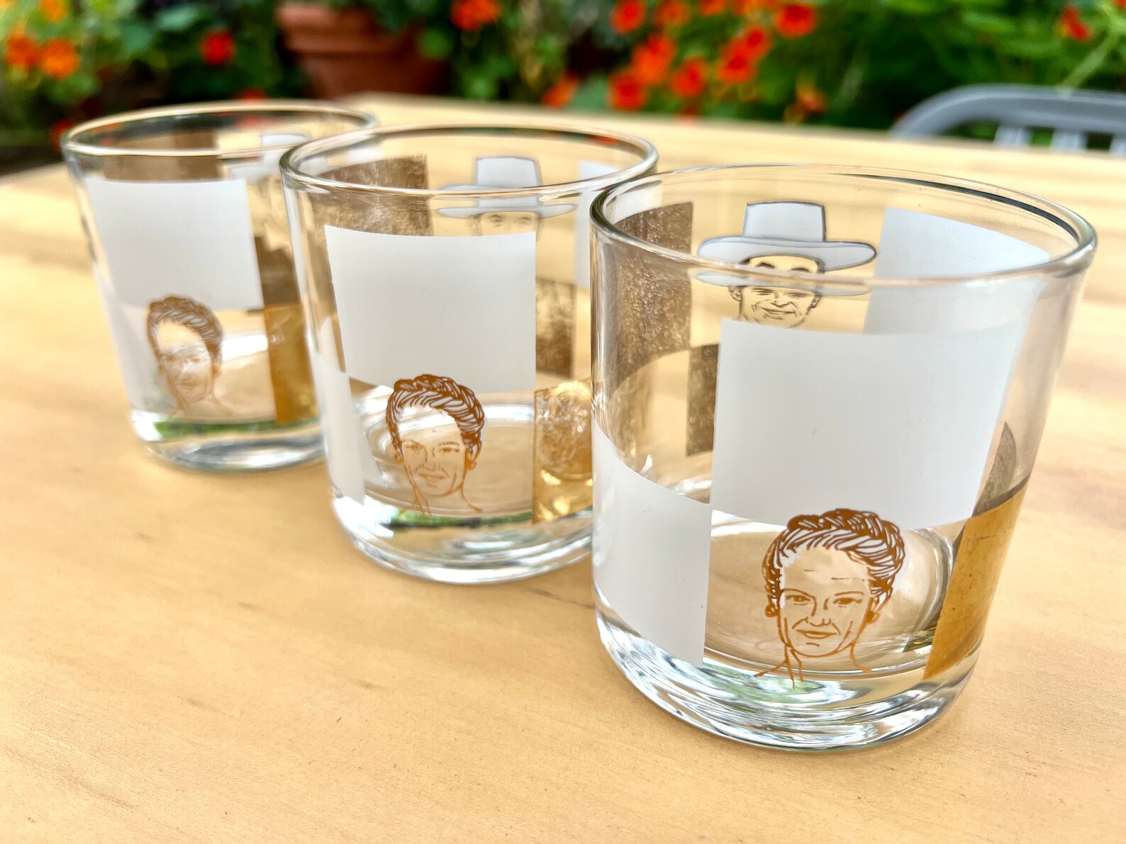 MCM Vintage Roy and Ginger Rodgers Rocks Glasses/cocktail Glasses/retro ...