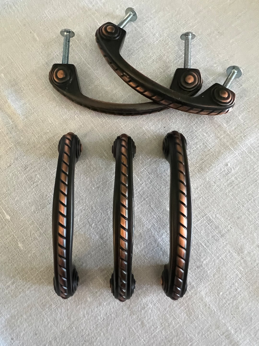 Dark Brown and Copper Drawer Pulls. Sets of 5/dresser Pulls/cabinet ...