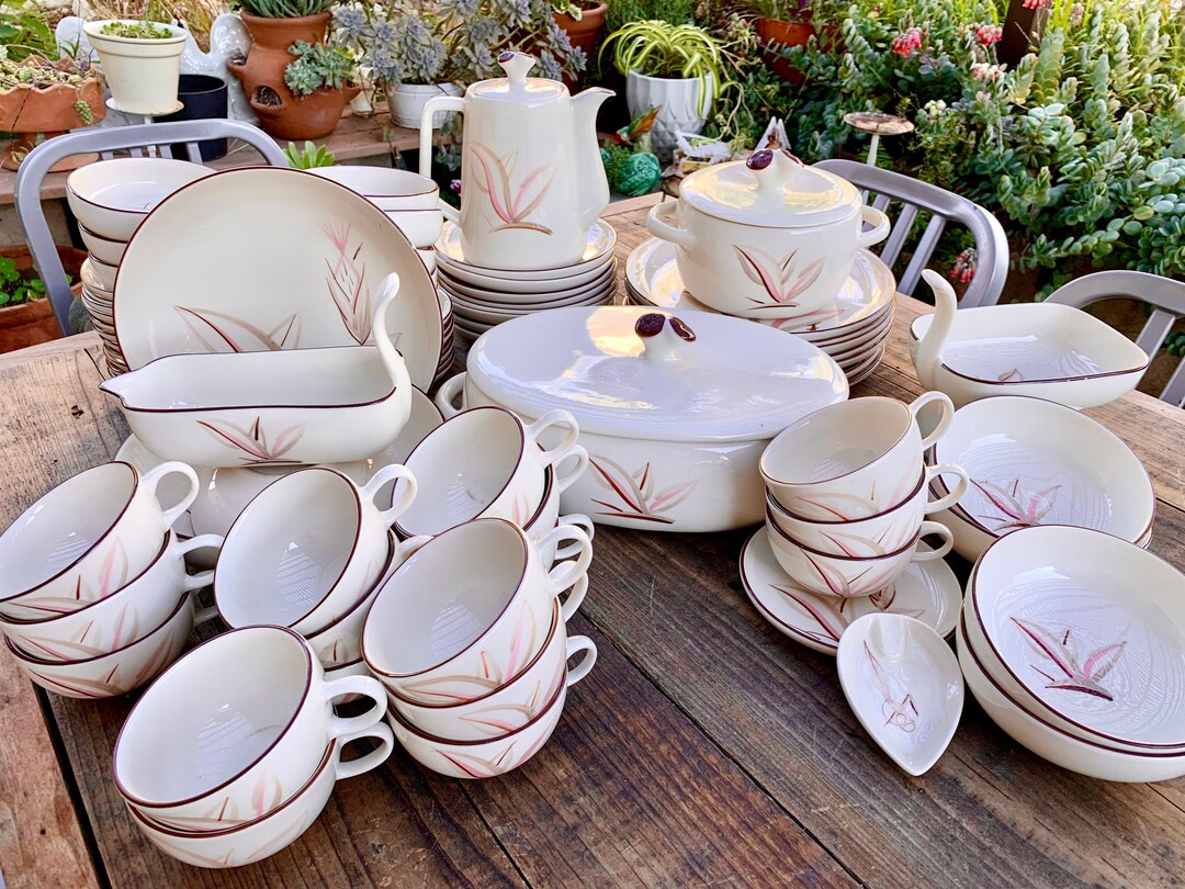 Lot of Vintage Winfield Dragon Flower China, Cream, Cocoa Brown, Pink ...