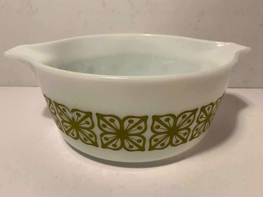 Vintage Pyrex 2.5 Quart Autumn Floral Verde Green/square Flowers/mid ...