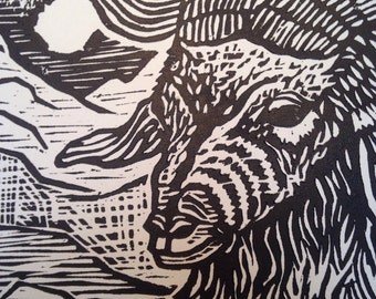 Woodcut print | Etsy