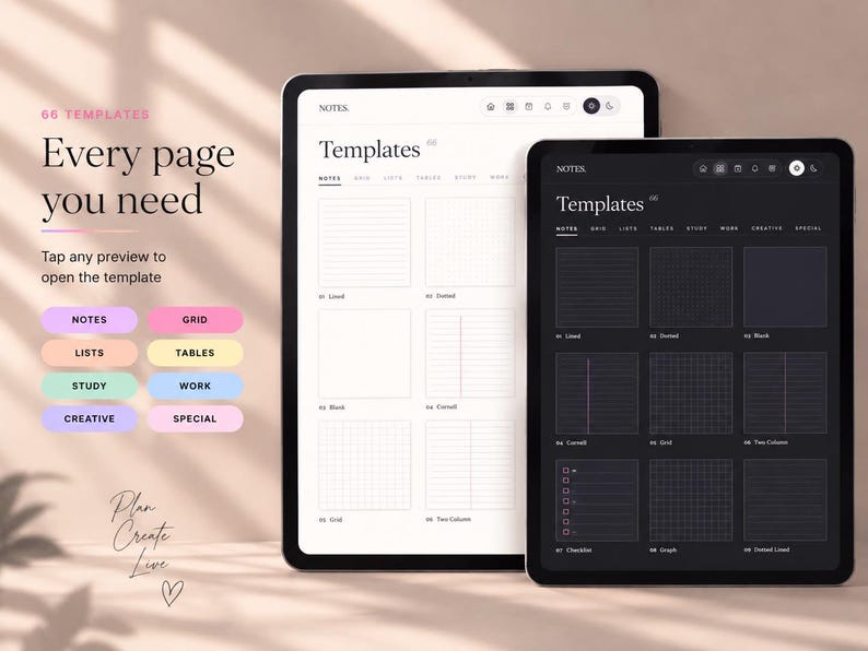 Digital Notebook with AI & Social App Shortcuts, 66 Templates ...