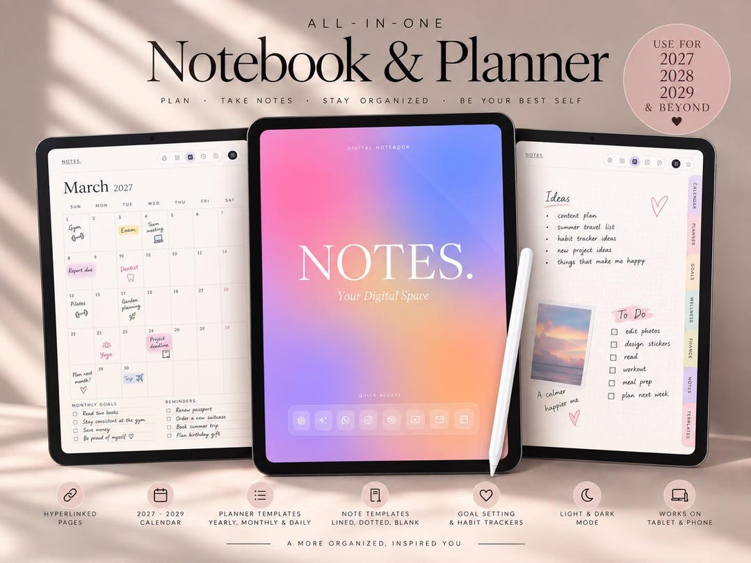 Digital Notebook with AI & Social App Shortcuts, 66 Templates ...
