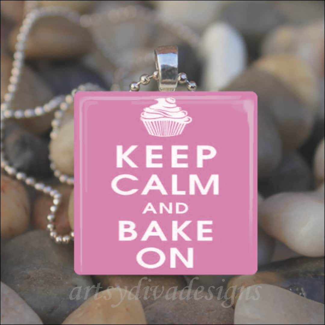 KEEP CALM Baker Baking Cooking Cupcake Chef Glass Tile Pendant Necklace ...