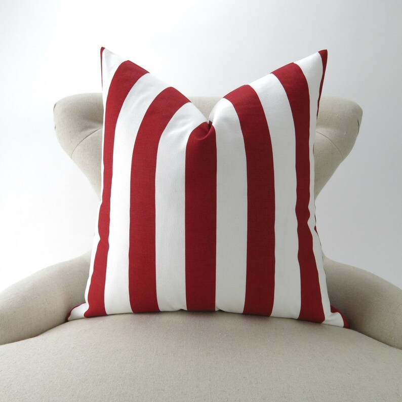 Red Stripe Pillow Cover MANY SIZES decorative Throw Pillow - Etsy