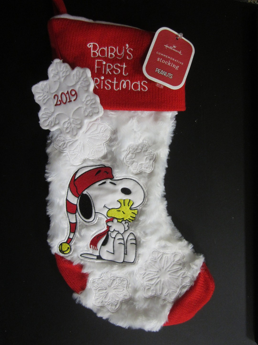 2019 Hallmark Commemorative Stocking Peanuts Baby's First Christmas ...