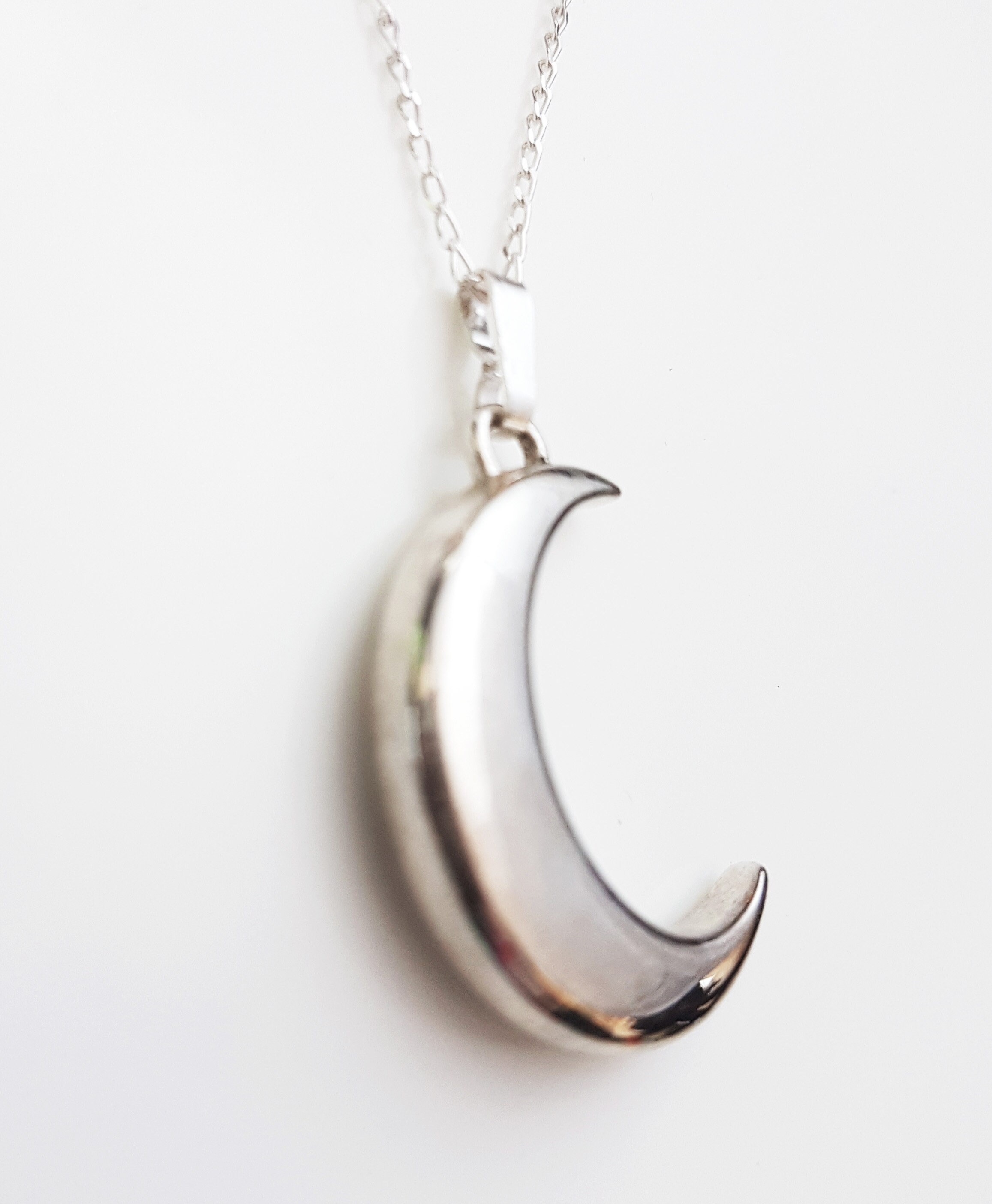 AG47 Sterling Silver Crescent Moon necklace solid silver | Etsy