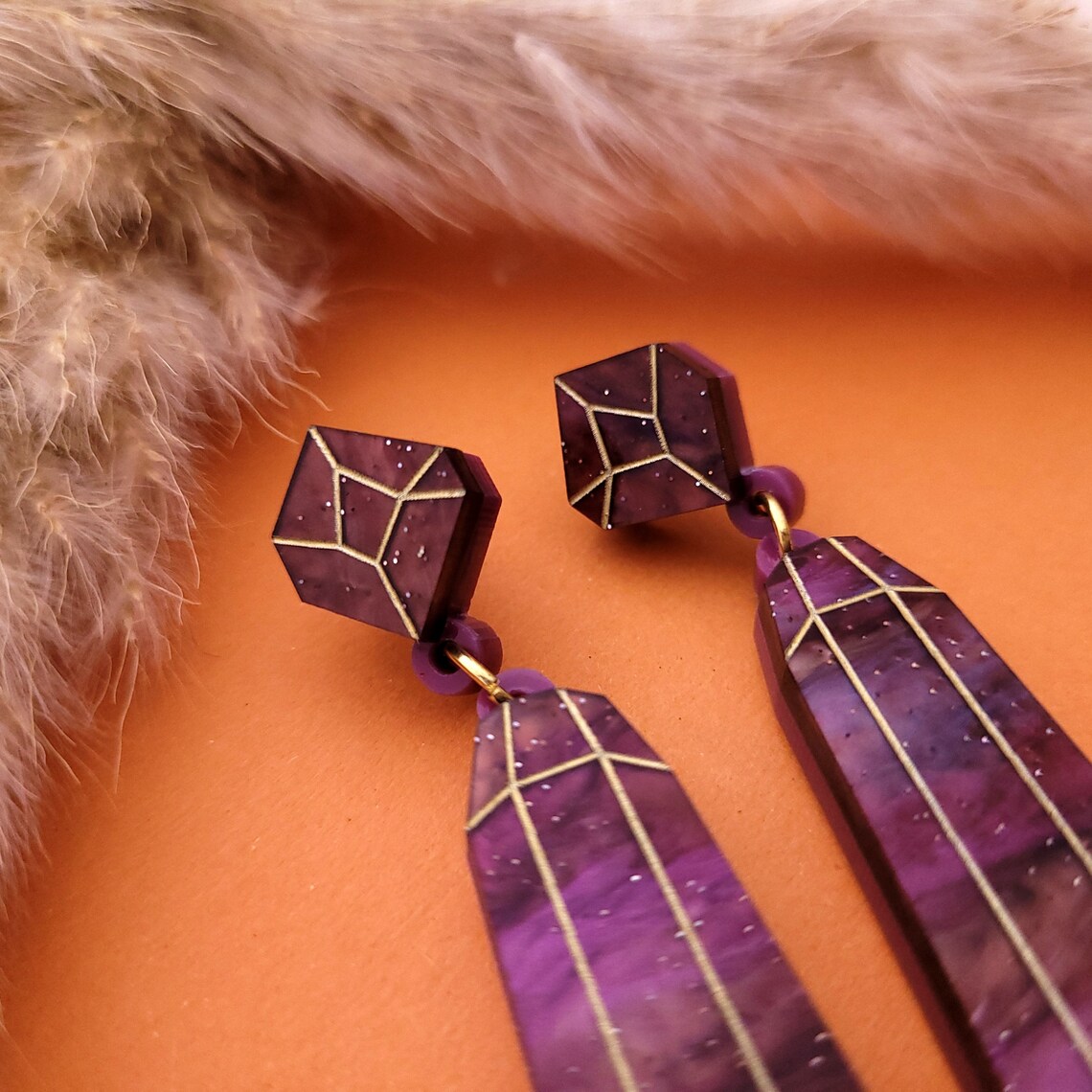 Purple Tourmaline Earrings - Laser Cut Acrylic - UK Seller - Etsy