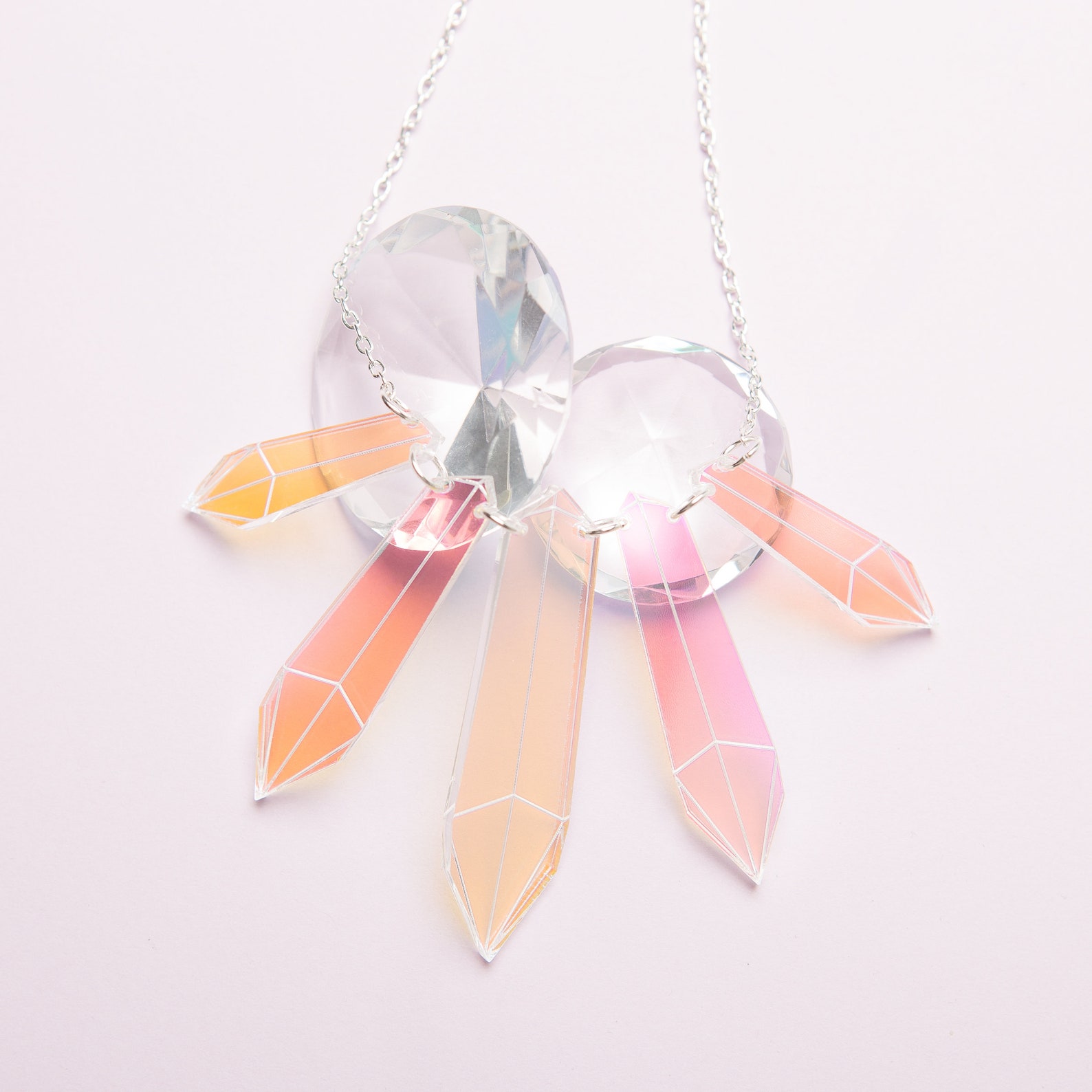 Crystal Shards Necklace Laser Cut Iridescent Acrylic - Etsy
