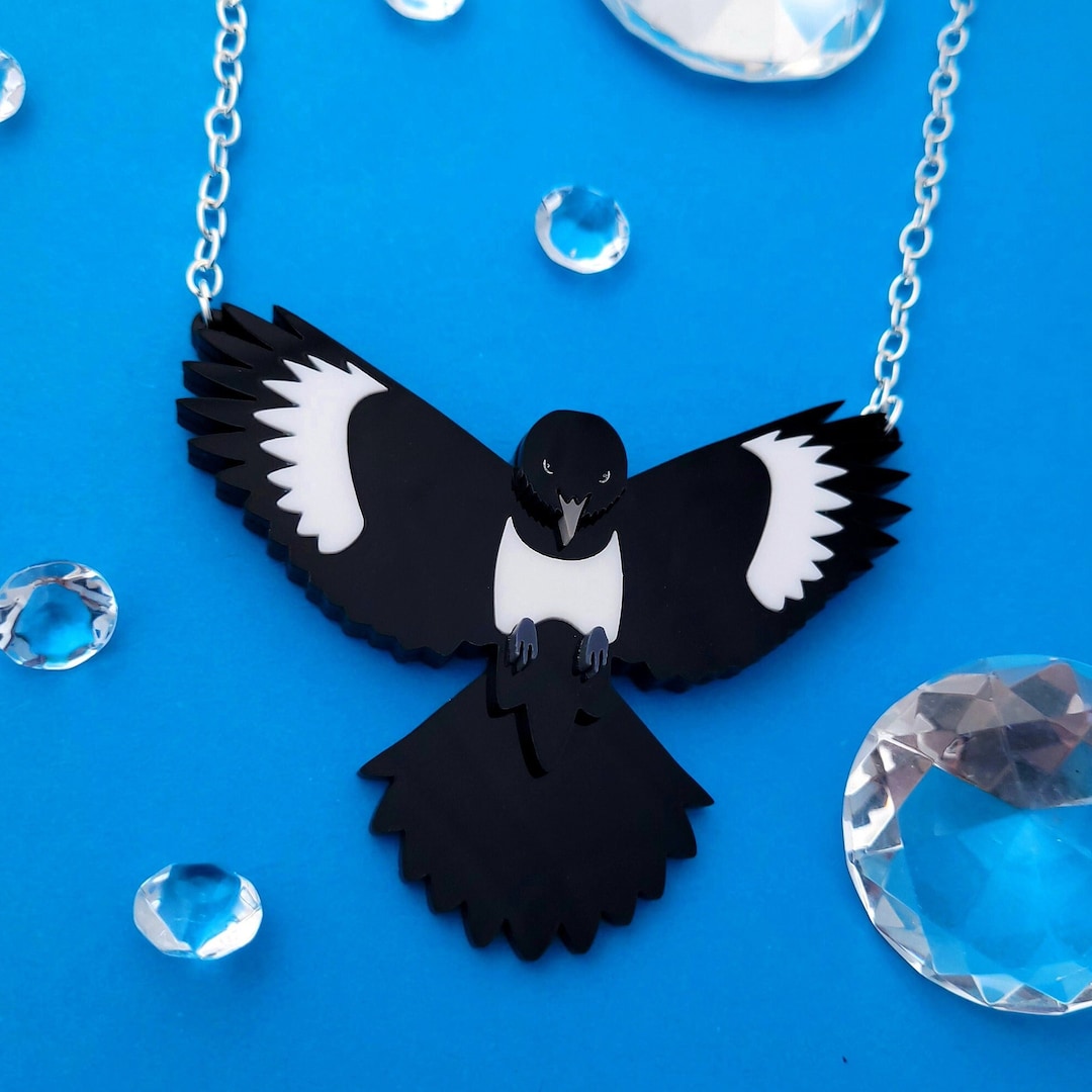 Magpie Necklace - Laser Cut Acrylic - UK Seller - Etsy