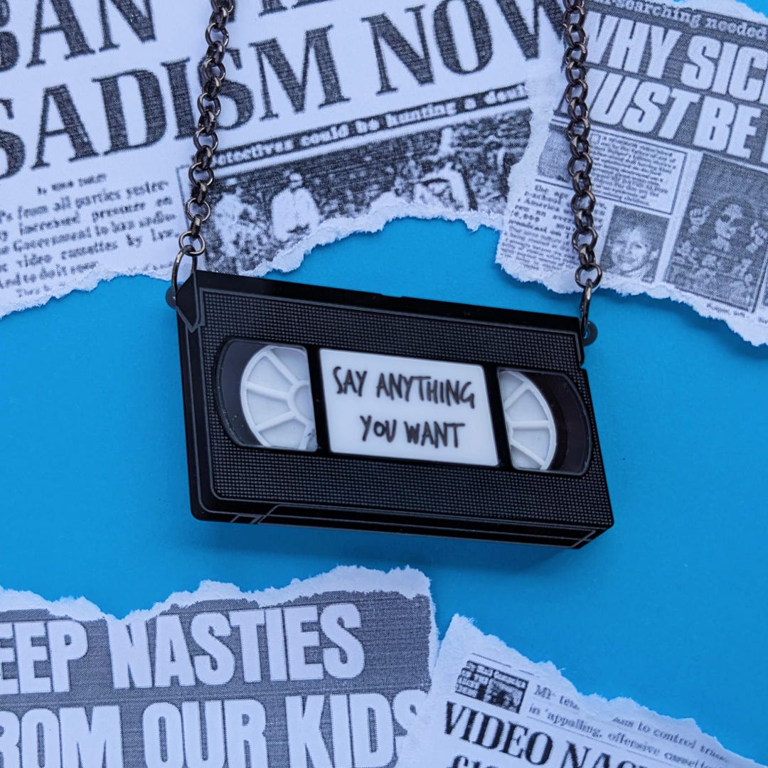 Personalised VHS Necklace - Customise Me - Laser Cut Acrylic - UK ...
