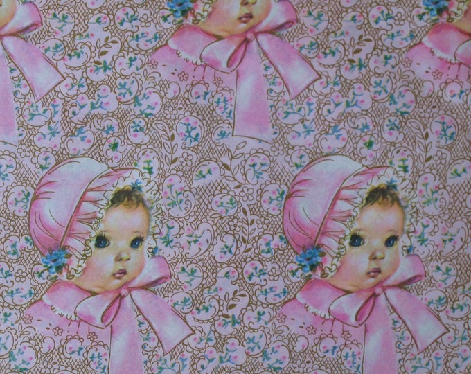 Vintage Rust Craft BABY GIRL Gift Wrap Wrapping Paper Cute Babies in ...