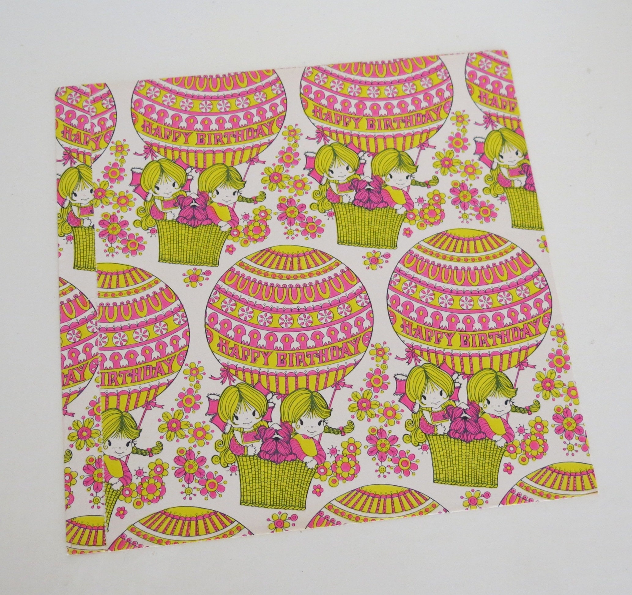 1950s Wrapping Paper Vintage Whitman HAPPY BIRTHDAY Gift Wrap Beautiful ...